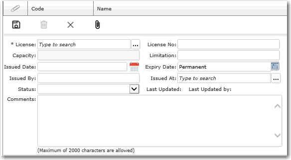 Creating a New License record